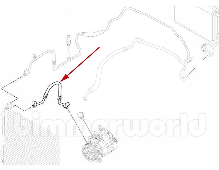 Genuine BMW AC Pressure Hose Condenser-Compressor E90 E92 E93 M3